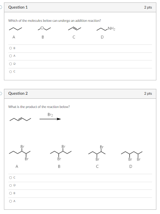 Solved Which of the molecules below can undergo an addition | Chegg.com