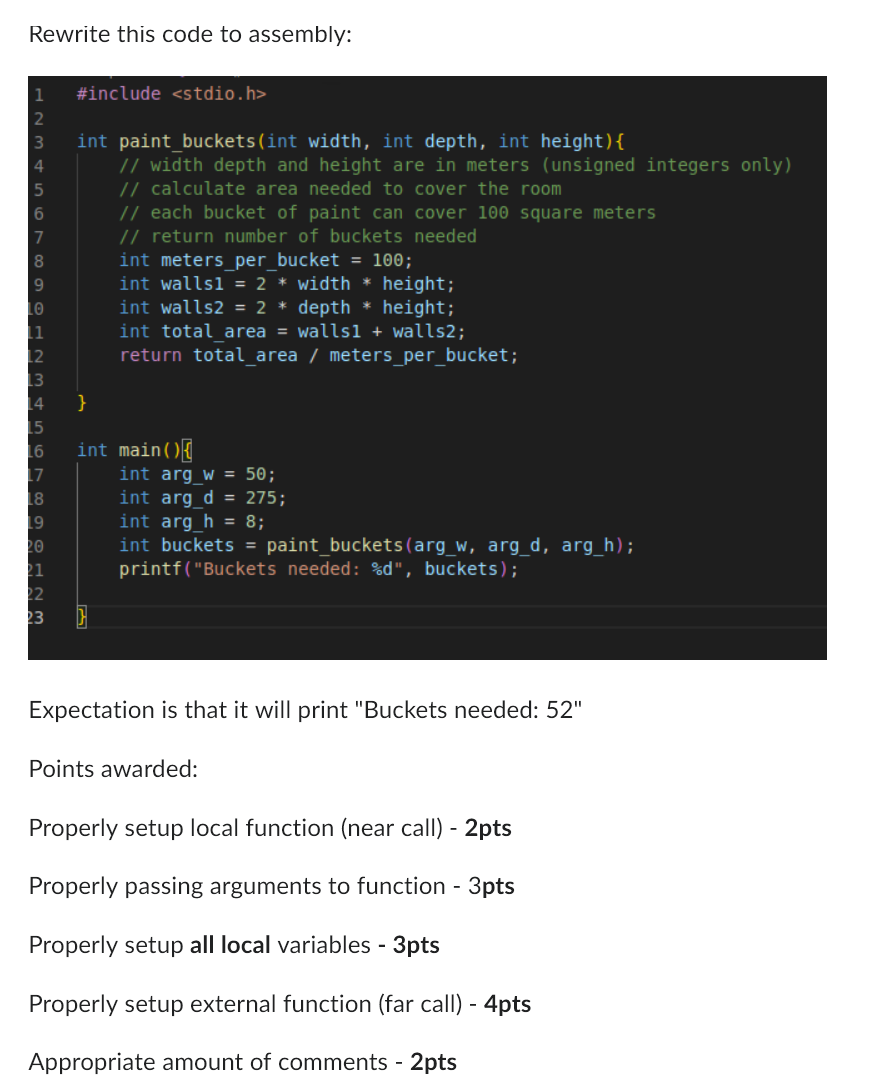 Solved Expectation is that it will print "Buckets needed: | Chegg.com