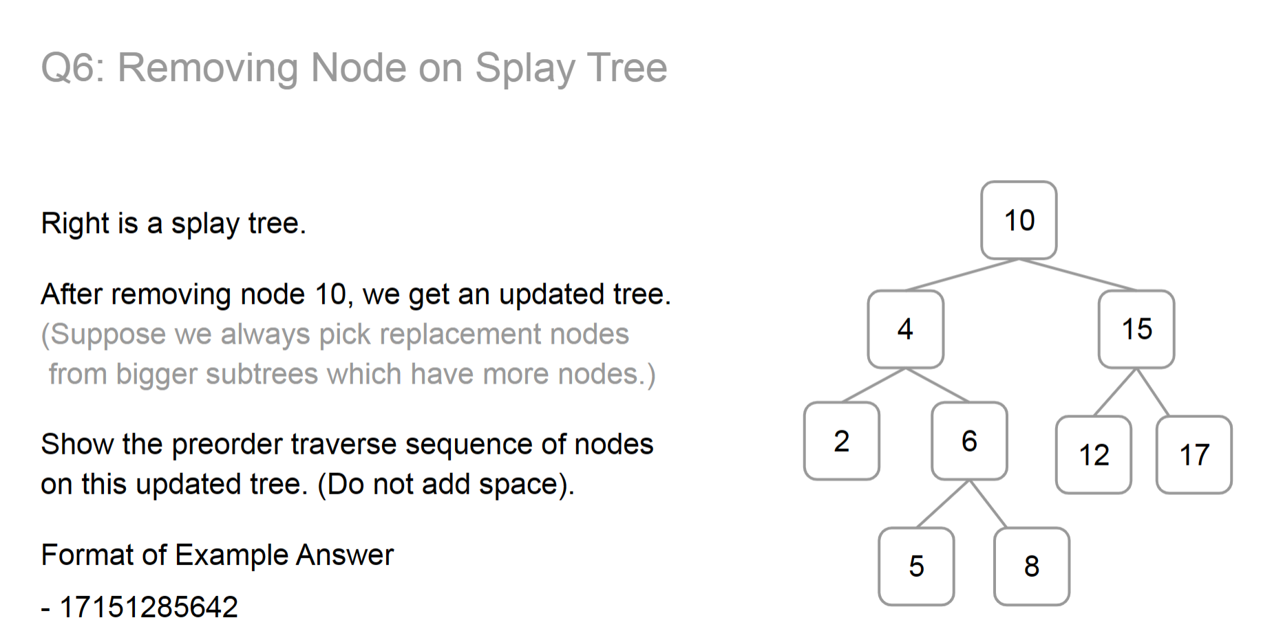 Solved Q6 Removing Node On Splay Tree Right Is A Splay 