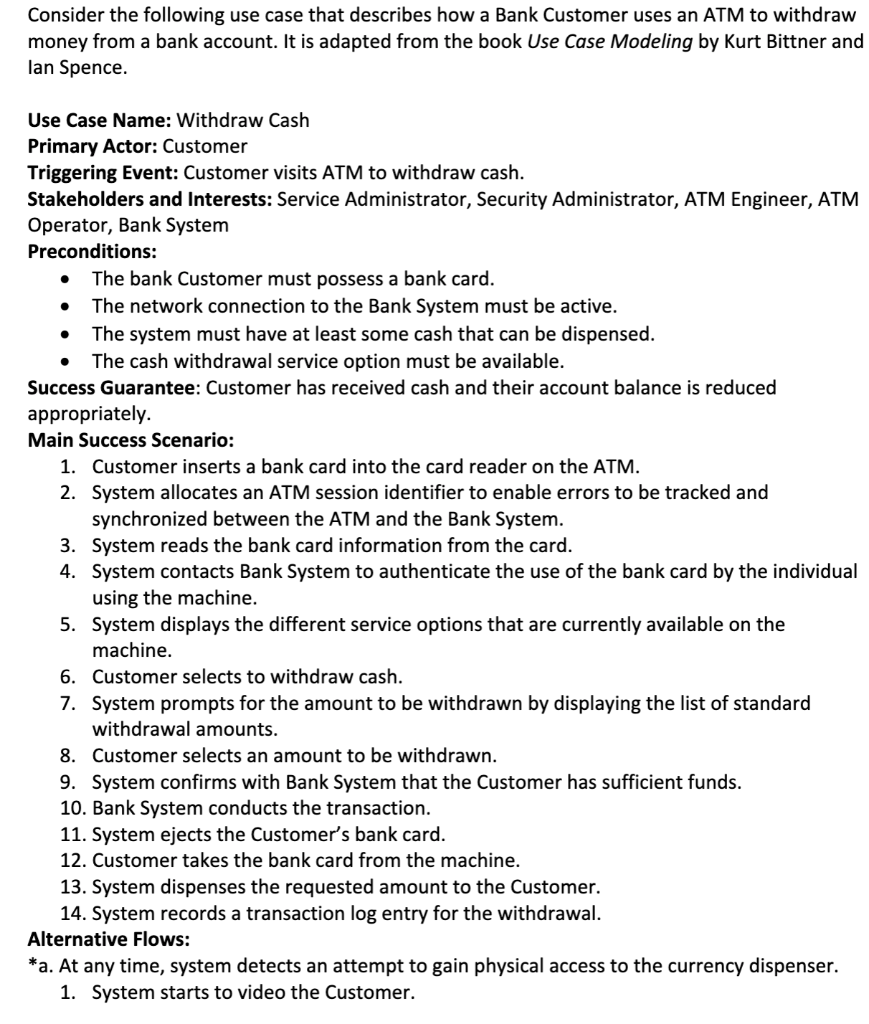 Solved Consider the following use case that describes how a | Chegg.com Solved Consider the following use case that describes how a | Chegg.com