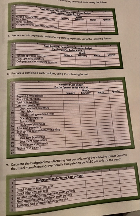 PROBLEMS Group P9-57A Comprehensive budgeting problem | Chegg.com