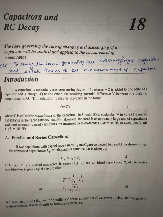 Solved Capacitors and RC Decay 18 The laws governing the | Chegg.com