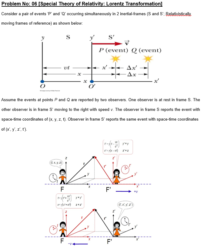 Solved Problem No: 06 [Special Theory of Relativity: Lorentz | Chegg.com