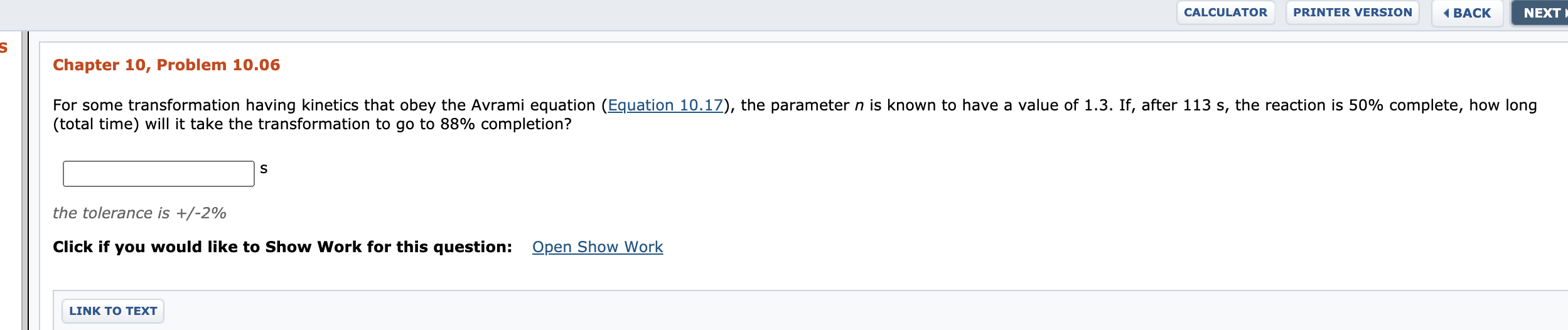 Solved CALCULATOR PRINTER VERSION 4 BACK NEXT s Chapter 10, | Chegg.com