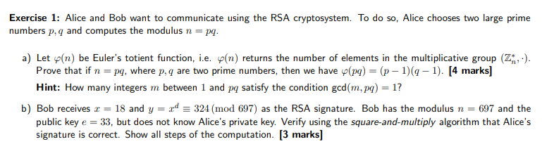 Exercise 1: Alice and Bob want to communicate using | Chegg.com