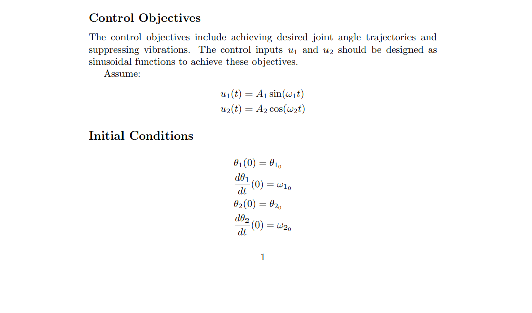 Solved Project Assignment: Robotic Manipulator Control with | Chegg.com