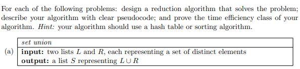 Solved For each of the following problems: design a | Chegg.com