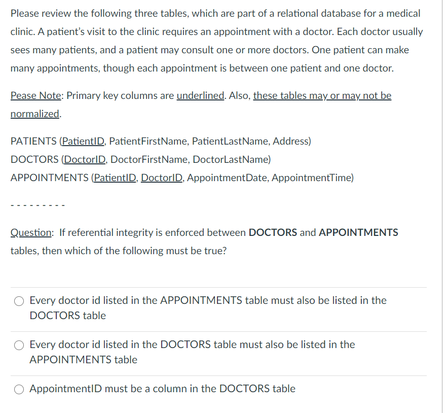 Solved Please review the following three tables, which are | Chegg.com