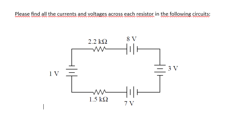 Solved Please find all the currents and voltages across each | Chegg.com