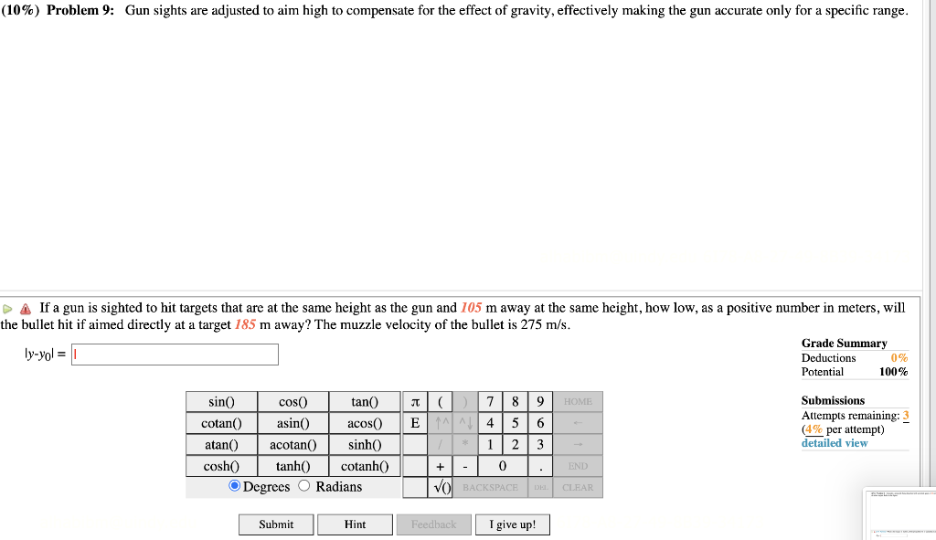 Solved A If a gun is sighted to hit targets that are at the | Chegg.com