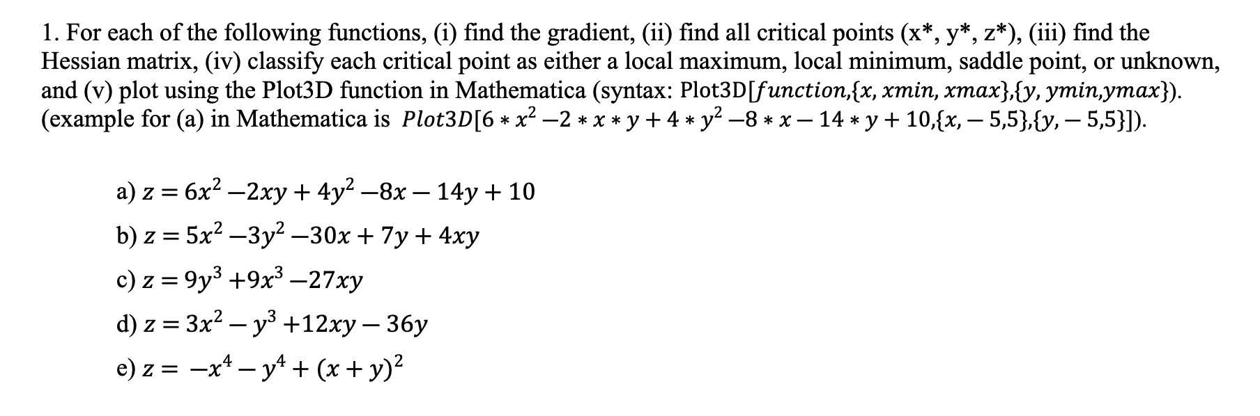 Solved 1. For each of the following functions, (i) find the | Chegg.com