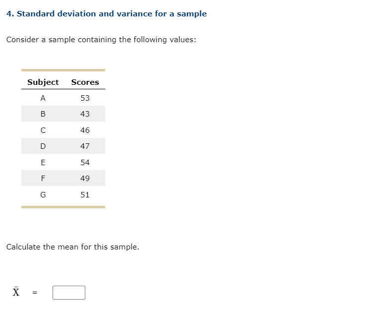 Solved Standard deviation and variance for a sampleConsider | Chegg.com