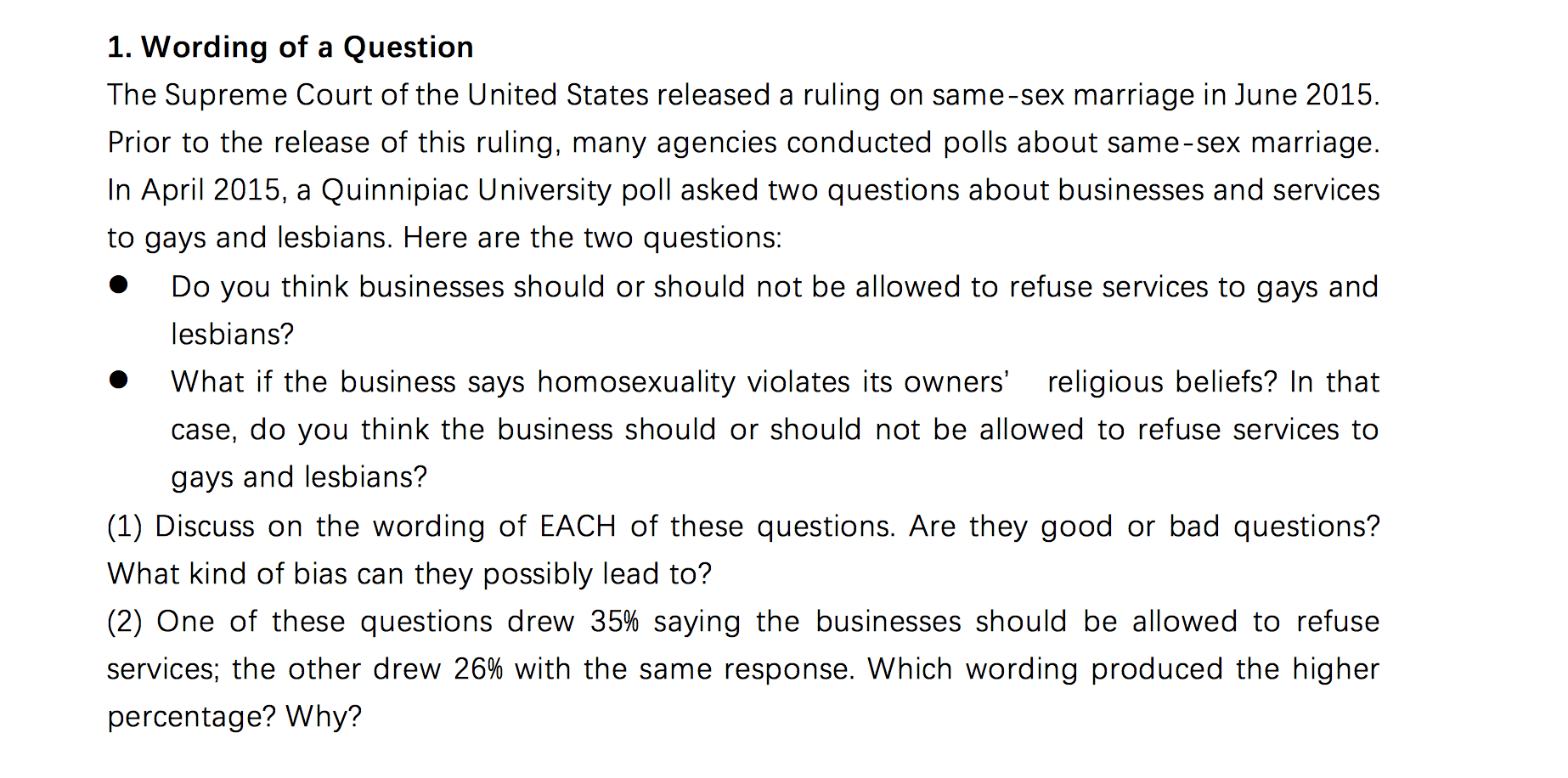 1. Wording of a Question The Supreme Court of the | Chegg.com