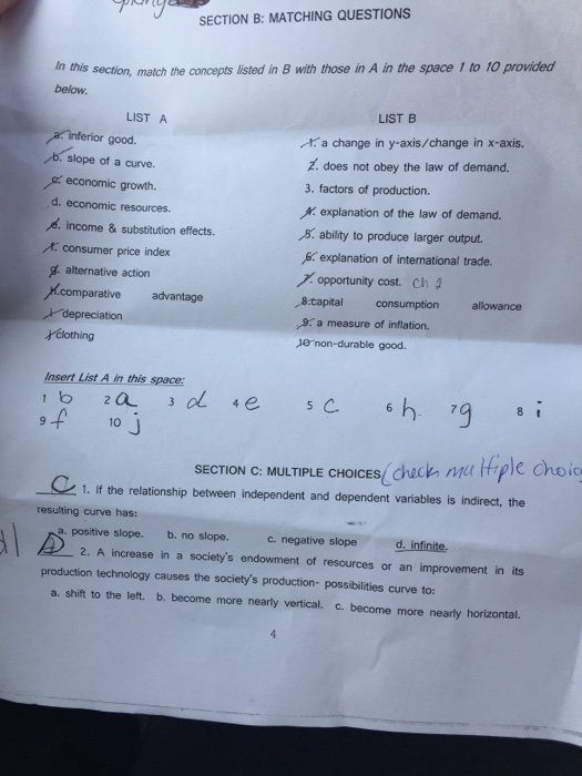 Solved SECTION B: MATCHING QUESTIONS in this section match | Chegg.com