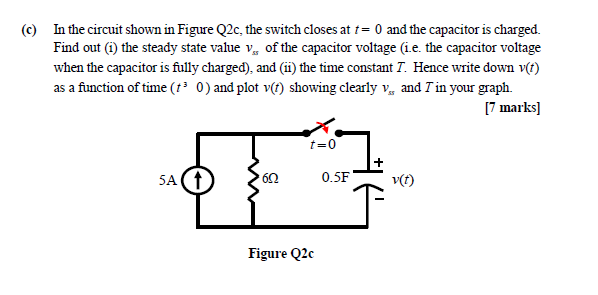 Solved (C) In the circuit shown in Figure Q2c, the switch | Chegg.com
