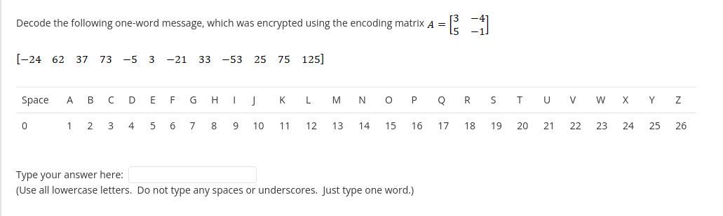 Solved Decode the following one-word message, which was | Chegg.com