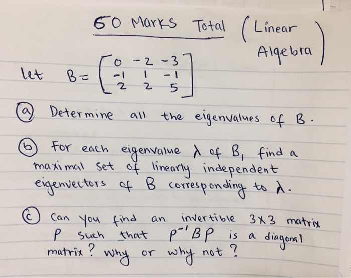 Solved Advanced Linear Algebra. Please help me with the | Chegg.com