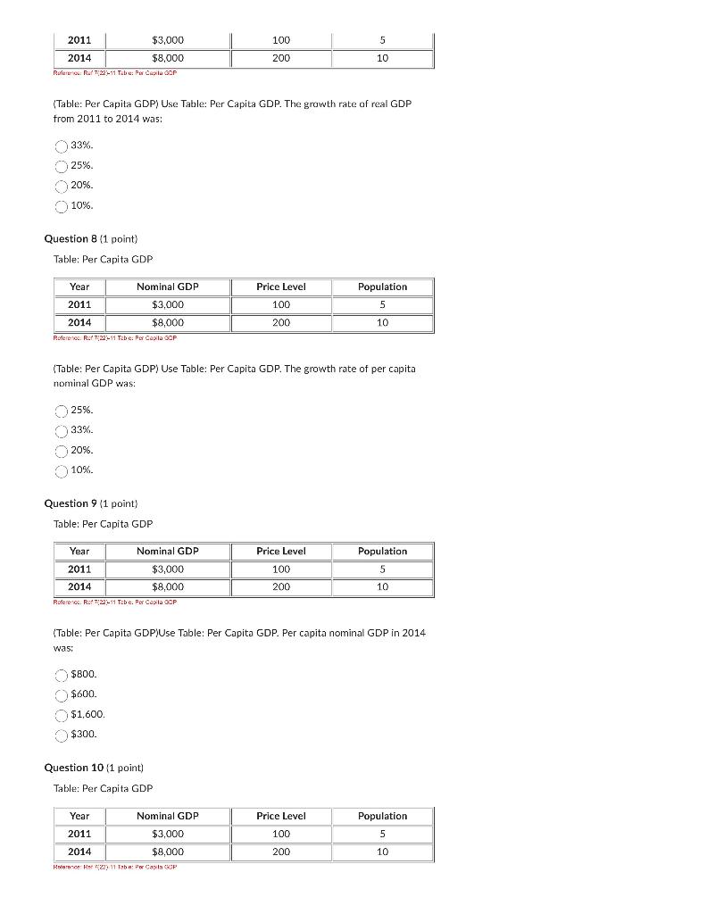 Solved (Table: Per Capita GDP) Use Table: Per Capita GDP. | Chegg.com