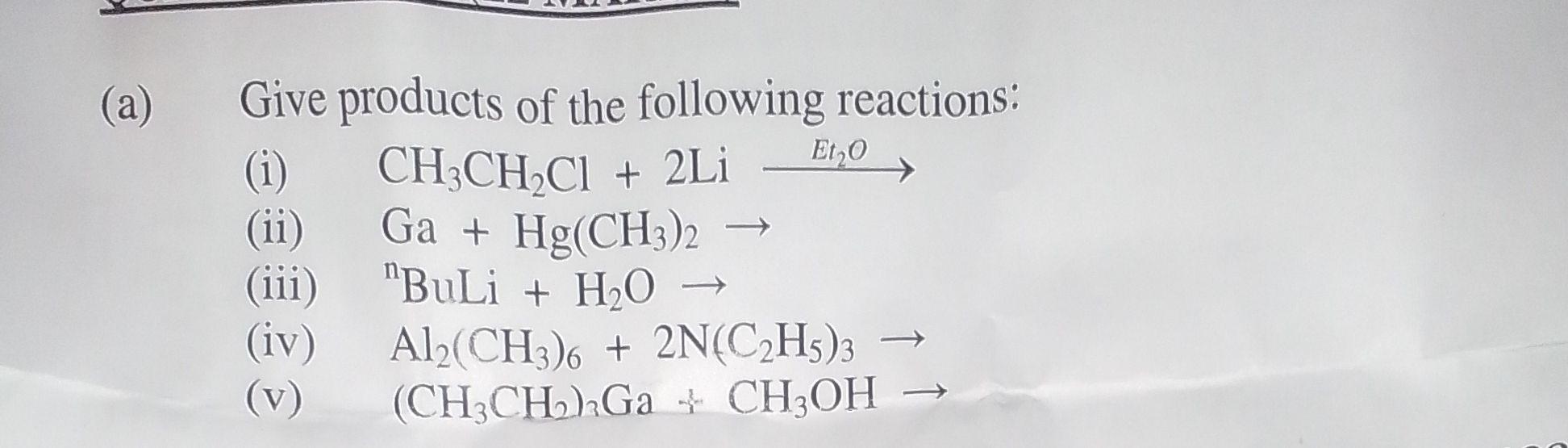 Solved Give products of the following reactions: (i) | Chegg.com