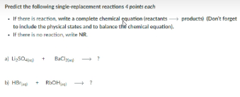 Solved Predict the following single-replacement reactions | Chegg.com