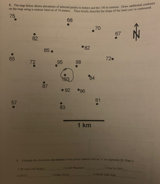 Solved 5. The map below shows elevations of selected points | Chegg.com