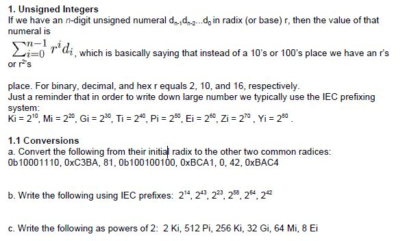 Solved 1. Unsigned Integers If we have an n-digit unsigned | Chegg.com