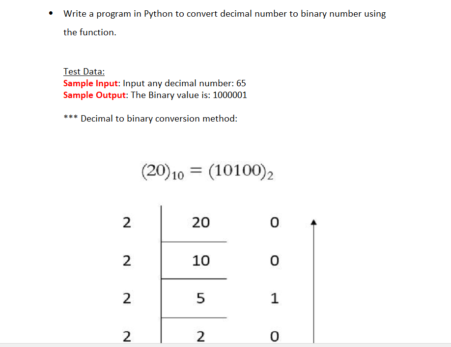 Solved Write A Program In Python To Convert Decimal Number Chegg