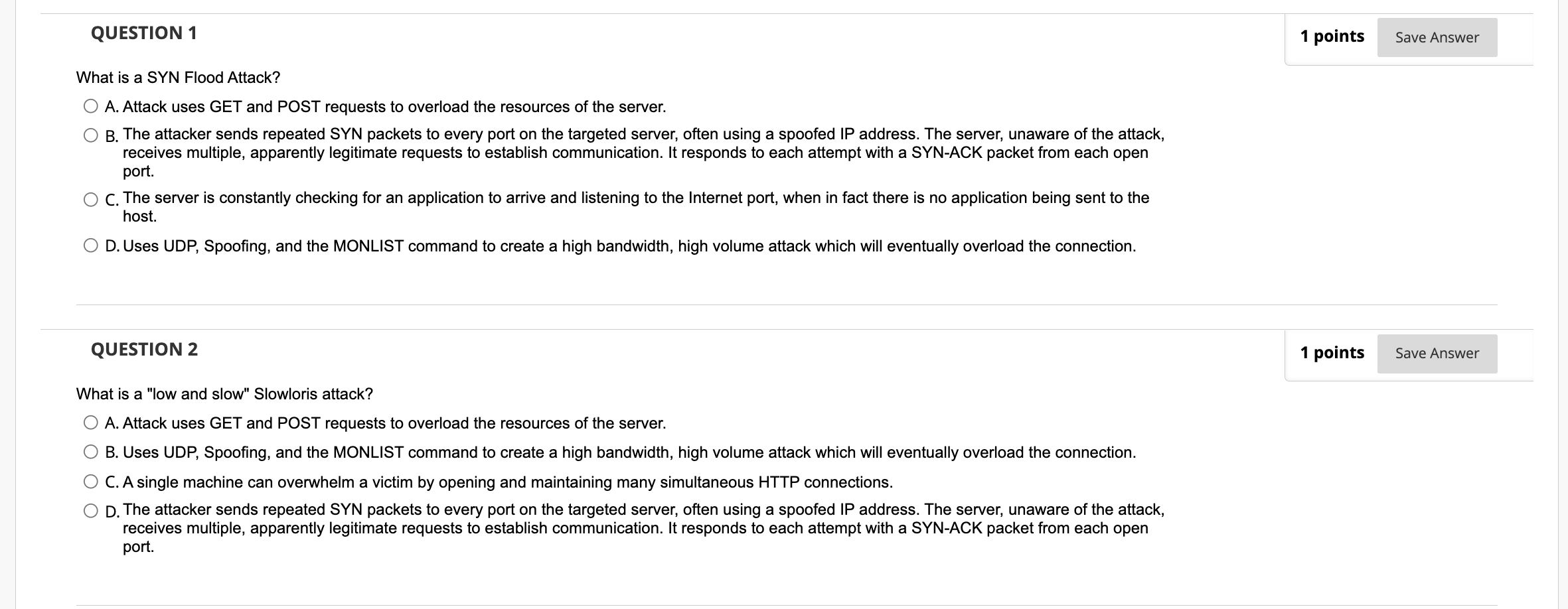 Solved What is a SYN Flood Attack? A. Attack uses GET and | Chegg.com