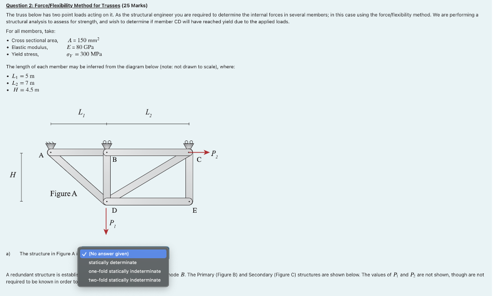 Solved Question 2; Force/Flexibility Method for Trusses (25 | Chegg.com