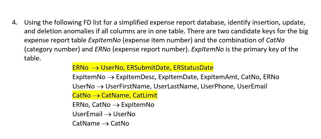 Solved 4. Using the following FD list for a simplified | Chegg.com