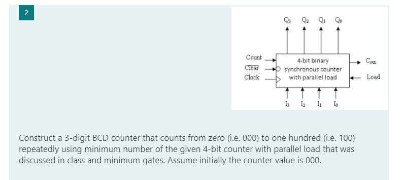 Solved 2 Count Clear Cous 4-bit binary synchronous counter | Chegg.com