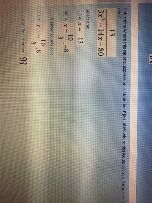 Solved Determine where this rational expression equals zero | Chegg.com