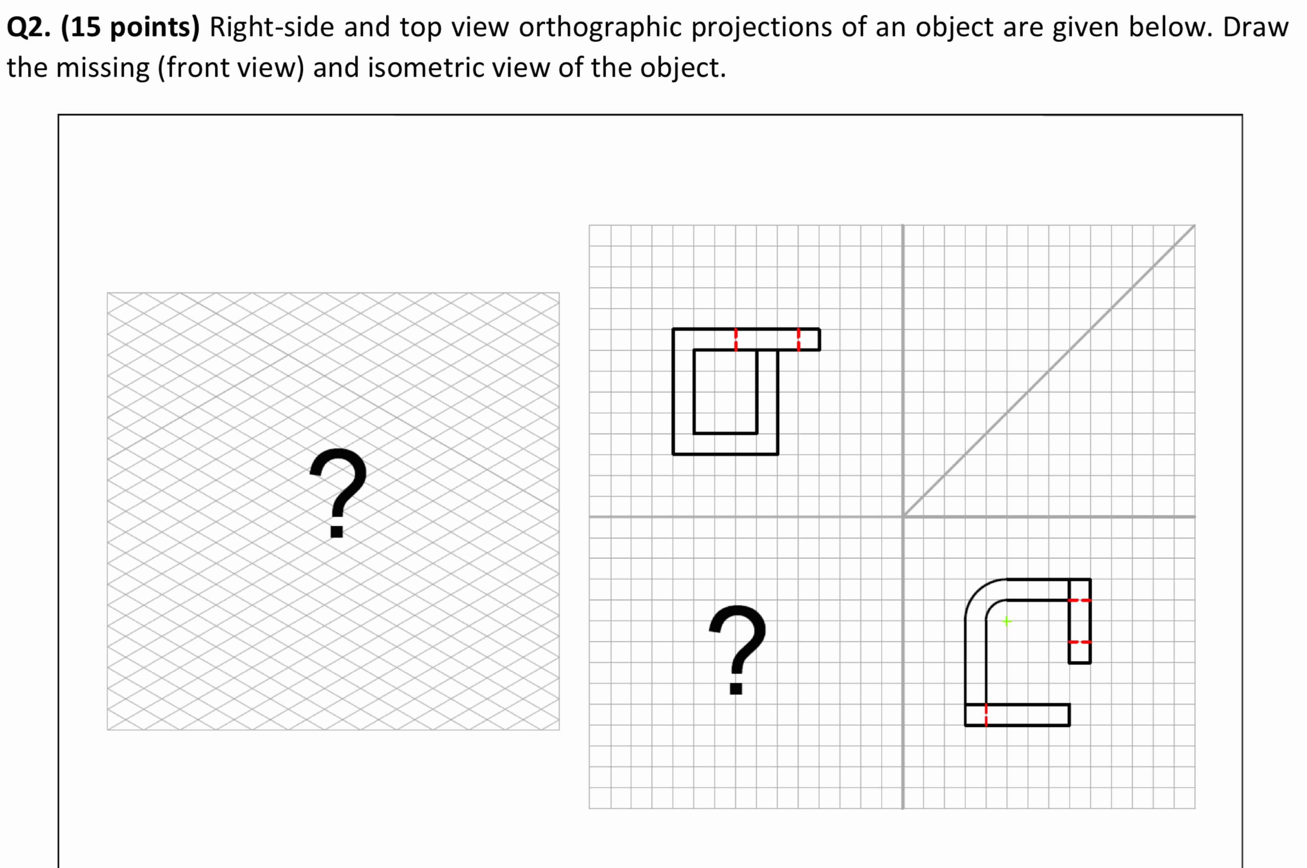 Solved Right-side and top view orthographic proj. the | Chegg.com