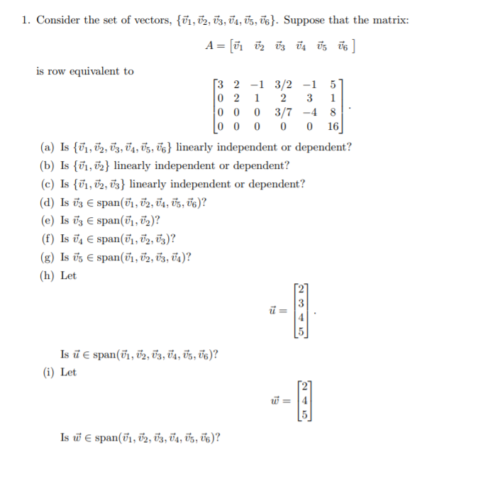 Solved 5 1. Consider the set of vectors, {ū1, 72, ū3, ū4, 5, | Chegg.com