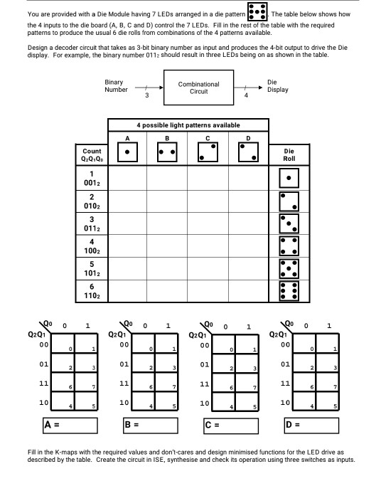 Solved You are provided with a Die Module having 7 LEDs | Chegg.com