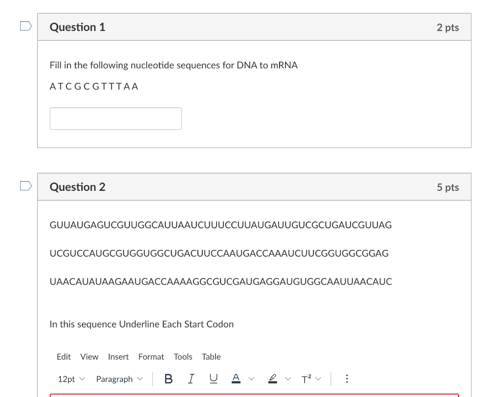 Solved Fill in the following nucleotide sequences for DNA to | Chegg.com