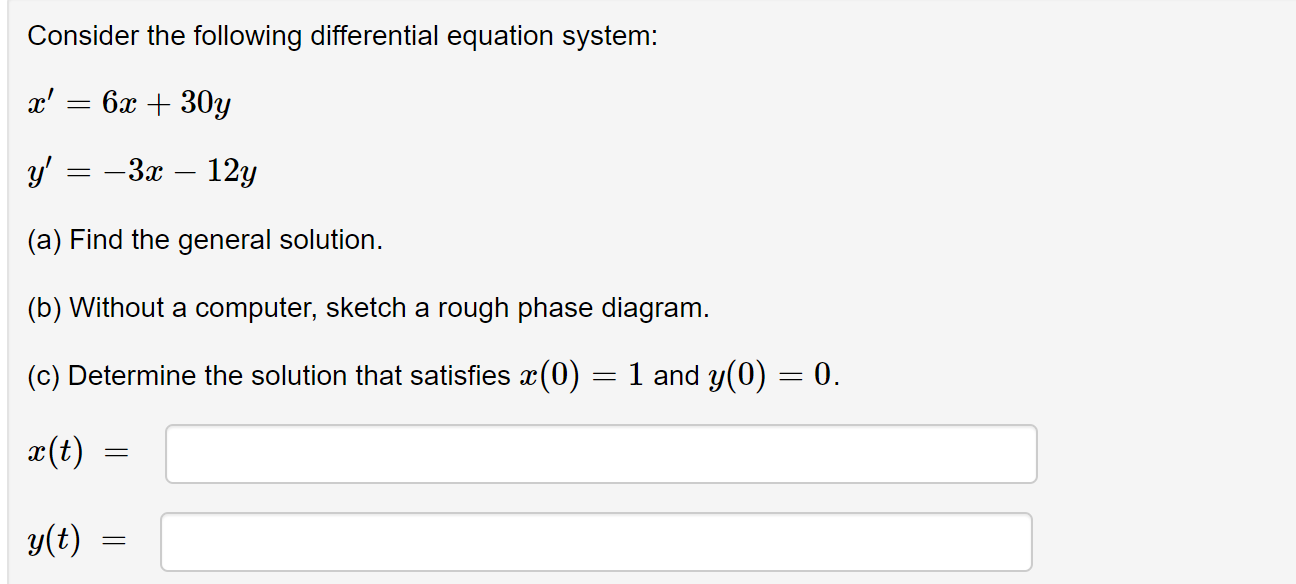 Solved Consider the following differential equation system: | Chegg.com