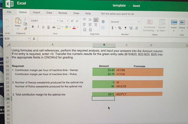 Excel template - Saved le Home Insert Data Review | Chegg.com