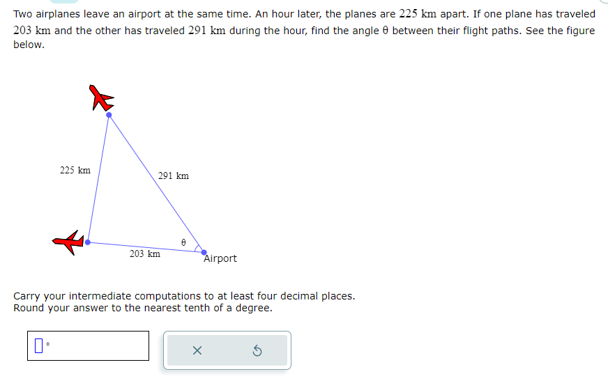 Solved Solving a word problem using the law of cosines | Chegg.com