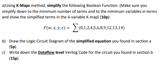 Solved a)Using K-Maps method, simplify the following Boolean | Chegg.com