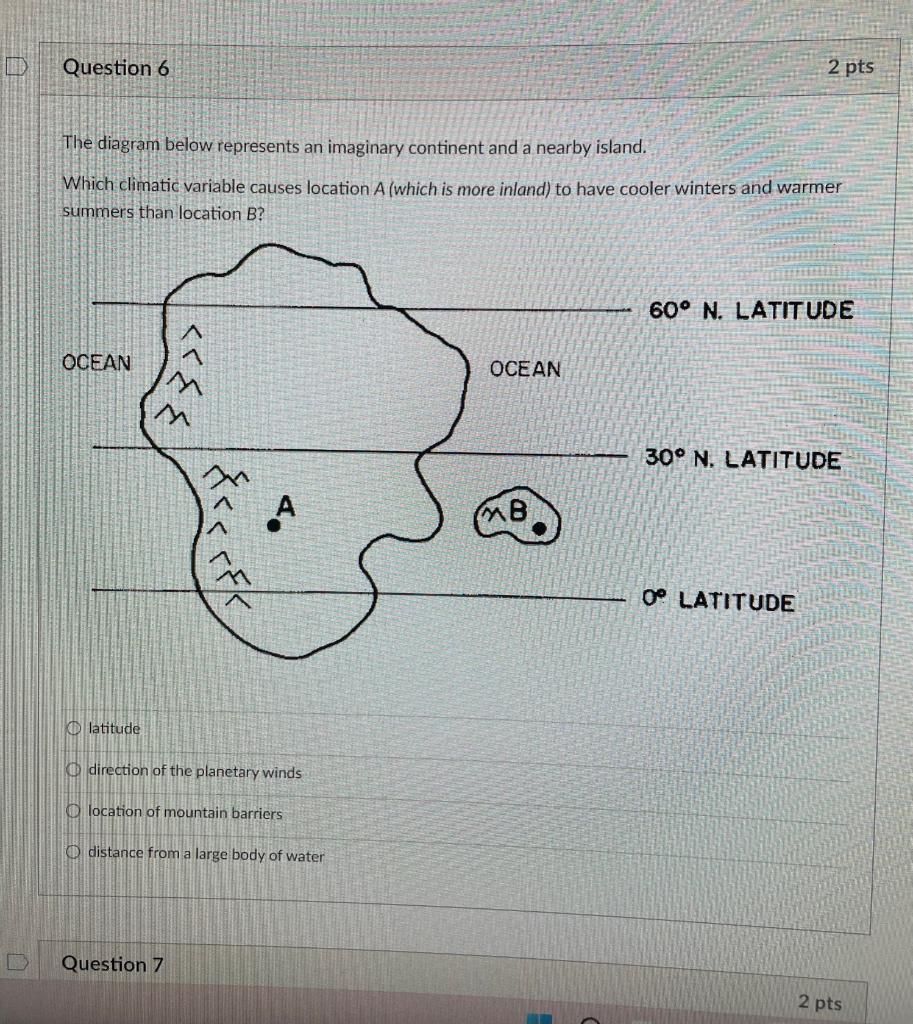 Solved The diagram below represents an imaginary continent | Chegg.com