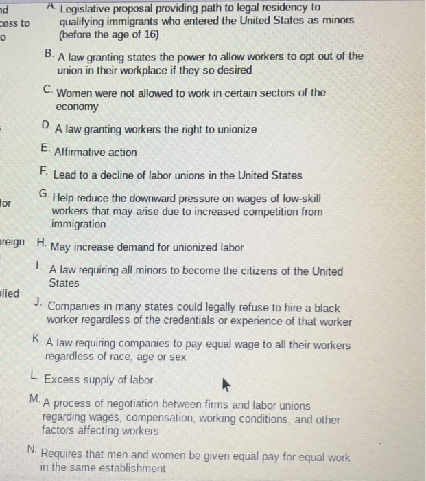 Solved From the list on your right select the letter that | Chegg.com