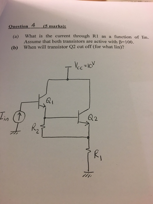 Solved What is the current through R1 as a function of lin. | Chegg.com