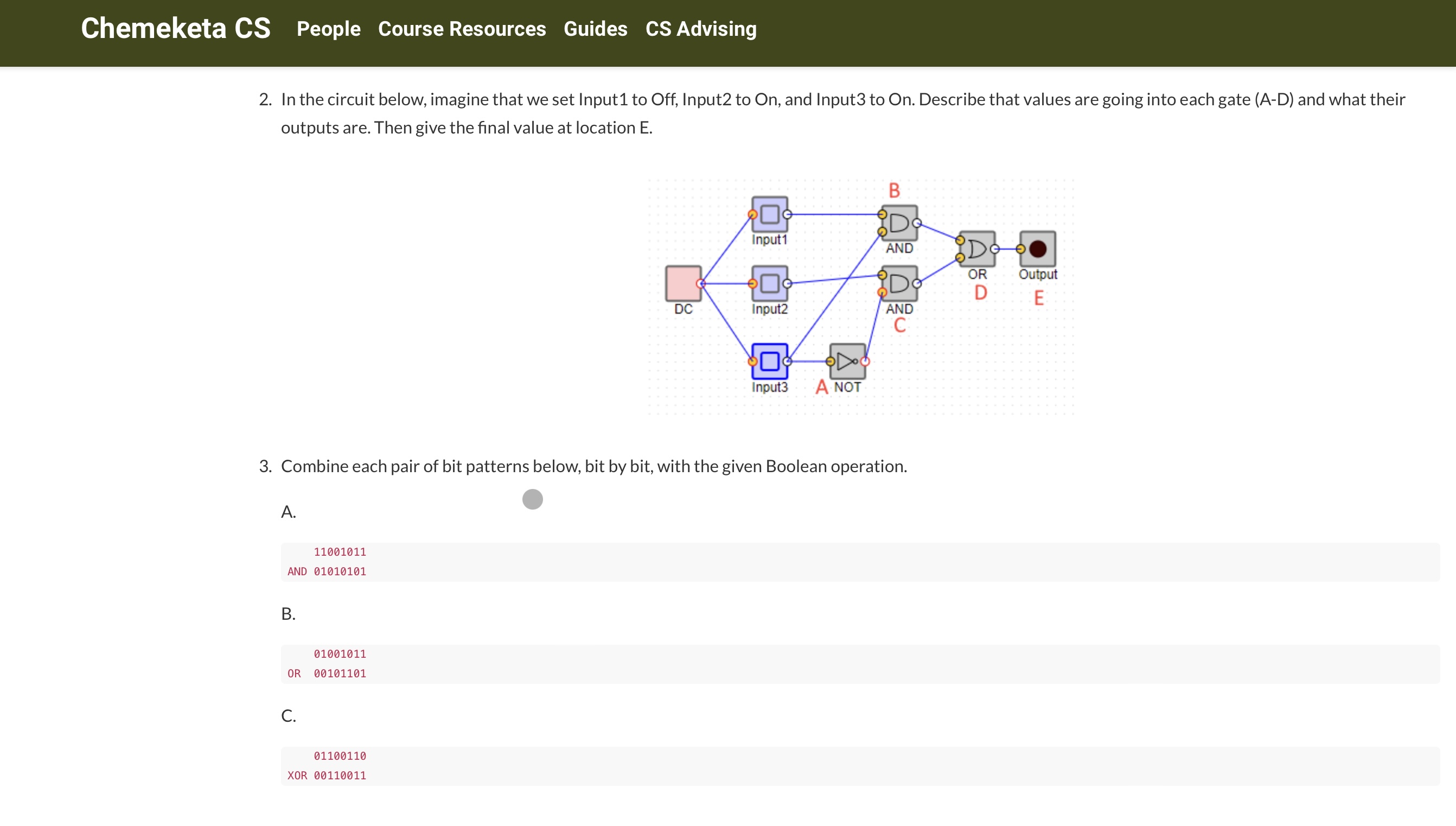 Solved 2. In the circuit below, imagine that we set Input1 | Chegg.com