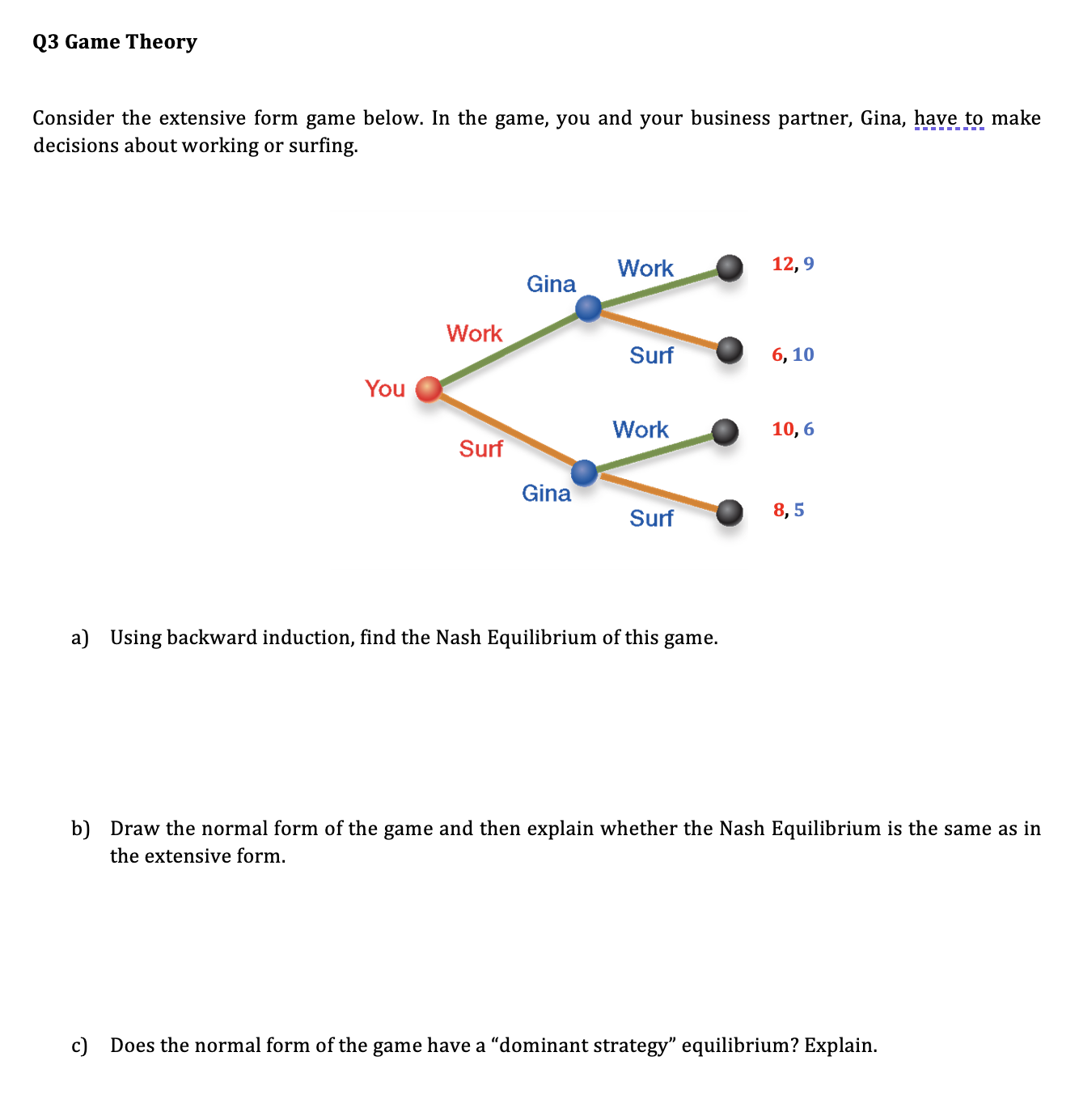 Solved Q3 ﻿Game TheoryConsider the extensive form game | Chegg.com