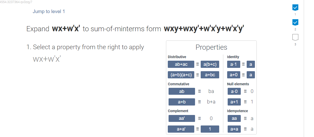 Solved Jump to level 1Expand wx+w'x' ﻿to sum-of-minterms | Chegg.com