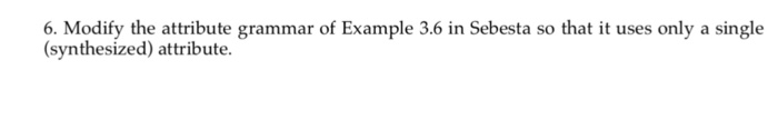 Solved Modify the attribute grammar of example 3.6 in | Chegg.com