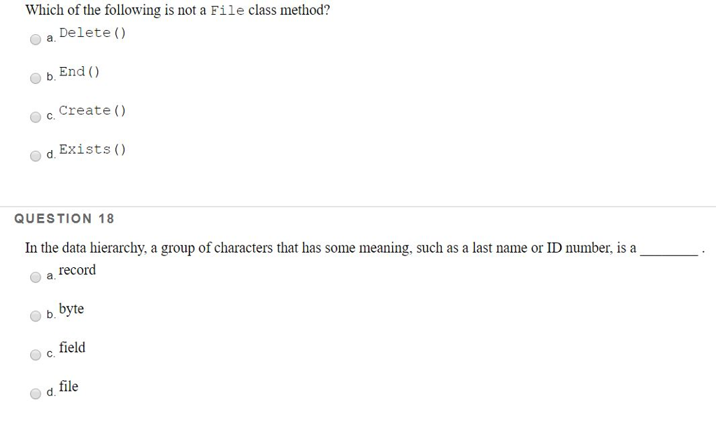 Solved Which Of The Following Is Not A File Class Method A 