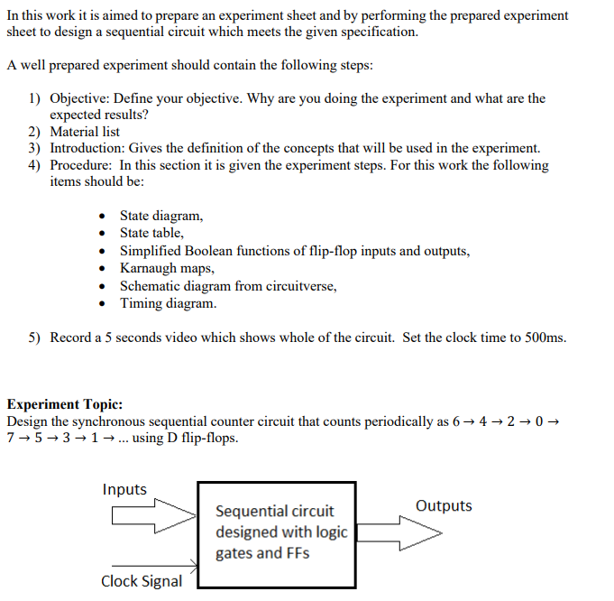 Solved In this work it is aimed to prepare an experiment | Chegg.com
