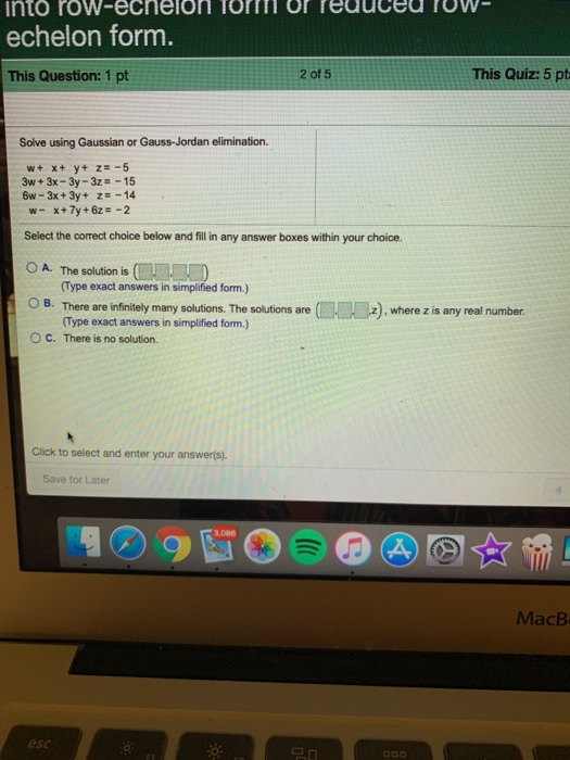Solved into row-ecn echelon form. This Question: 1 pt This | Chegg.com